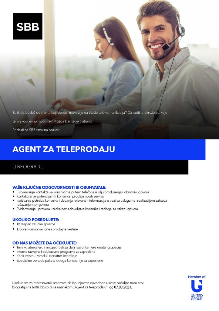 Agent za teleprodaju | SBB