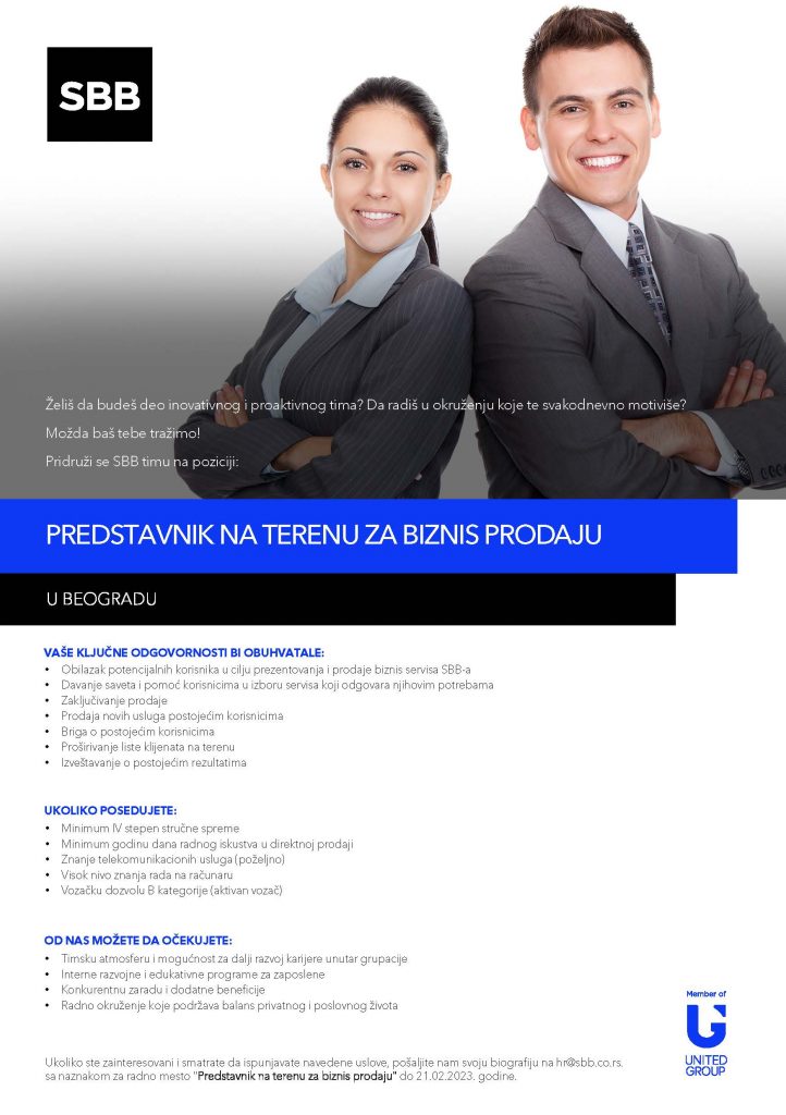 Predstavnik na terenu za biznis prodaju | SBB