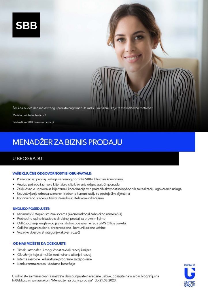 Menadžer za biznis prodaju | SBB